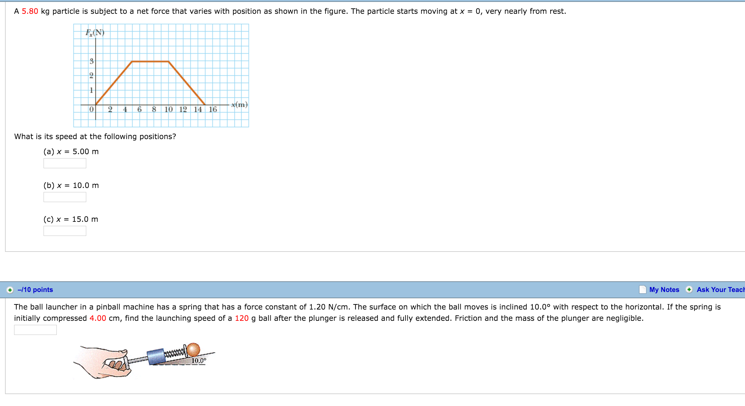 Solved A 5.80 kg particle is subject to a net force that | Chegg.com
