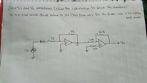Solved Draw V1 and Vo waveforms(show the calculation to draw | Chegg.com