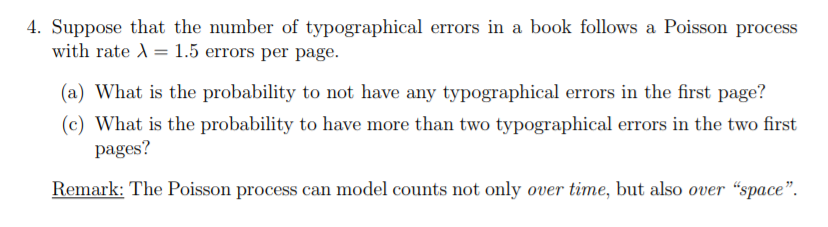 Solved number of typographical errors in a book follows a | Chegg.com