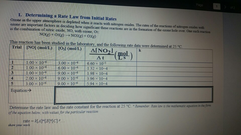 Solved 2 3 Determining Rate Laws From Initial Rates Using