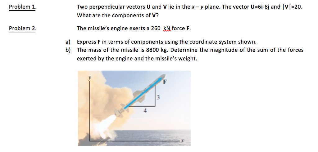 Solved Two perpendicular vectors U and V lie in the x-y | Chegg.com
