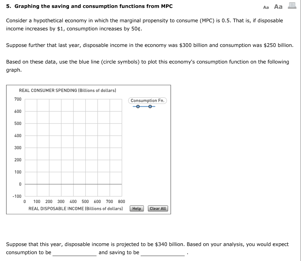 Solved 5. Graphing the saving and consumption functions from | Chegg.com