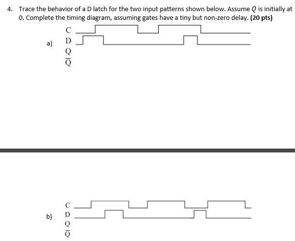 Solved Trace the behavior of a D latch for the two input | Chegg.com
