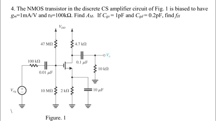 Solved The NMOS transistor in the discrete CS amplifier | Chegg.com