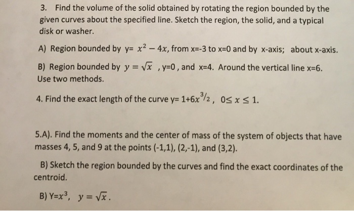 Solved Find the volume of the solid obtained by rotating the | Chegg.com