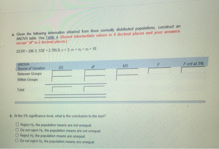 Solved Given the following information obtained from three | Chegg.com
