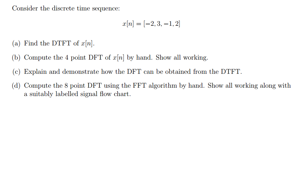 Consider the discrete time sequence: x[n]=[-2,3,-1, | Chegg.com