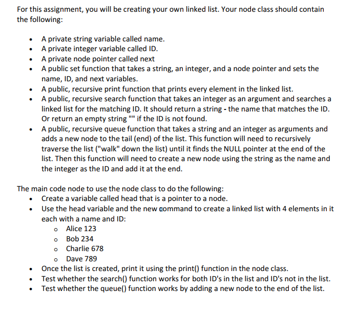 Solved For this assignment, you will be creating your own | Chegg.com