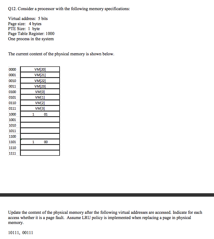 Consider a processor with the following memory | Chegg.com