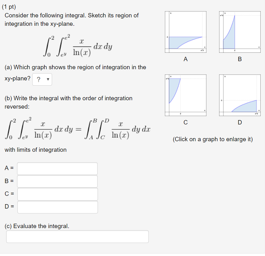 Solved (1 pt) Consider the following integral. Sketch its | Chegg.com