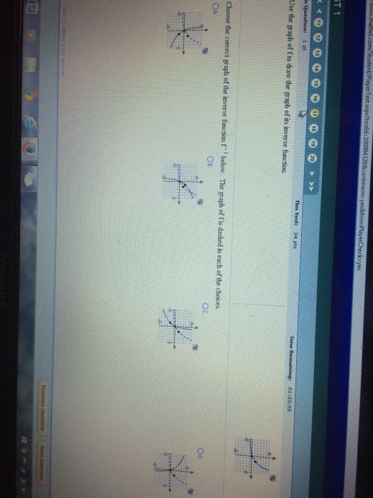 Solved s Question: 1 pt Time 01:33 55 Use the graph of fto | Chegg.com