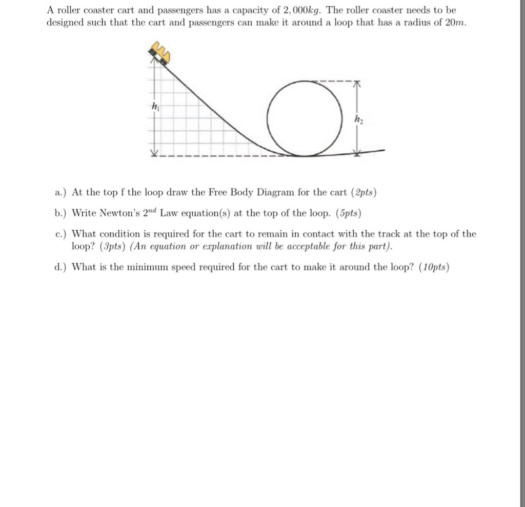 Solved A roller coaster cart and passengers has a capacity | Chegg.com