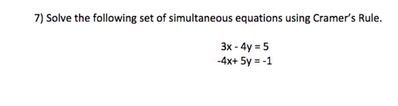 Solved Solve the following set of simultaneous equations | Chegg.com