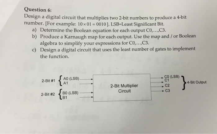 Design A Digital Circuit That Multiplies Two 2 Bit