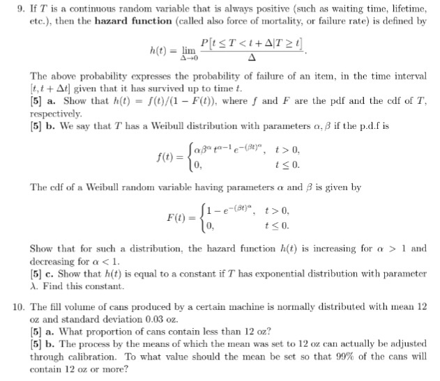 Solved If T Is A Continuous Random Variable That Is Always 5031