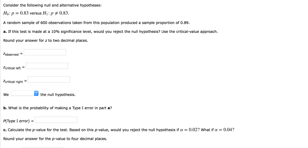 Solved Consider the following null and alternative | Chegg.com