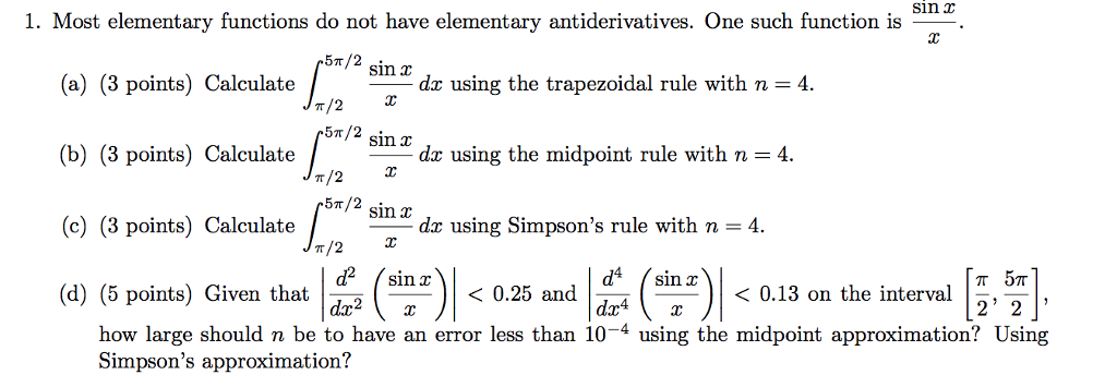 Solved 1. Most elementary functions do not have elementary | Chegg.com