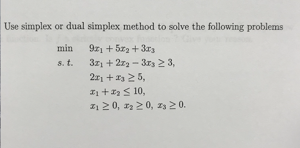 Solved Use simplex or dual simplex method to solve the | Chegg.com