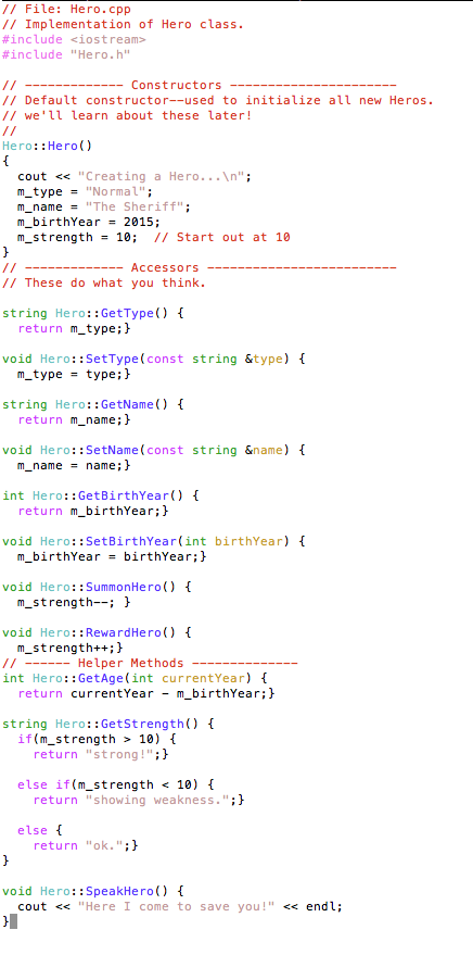 Solved Making a class in c++ Fill out the blanks by | Chegg.com