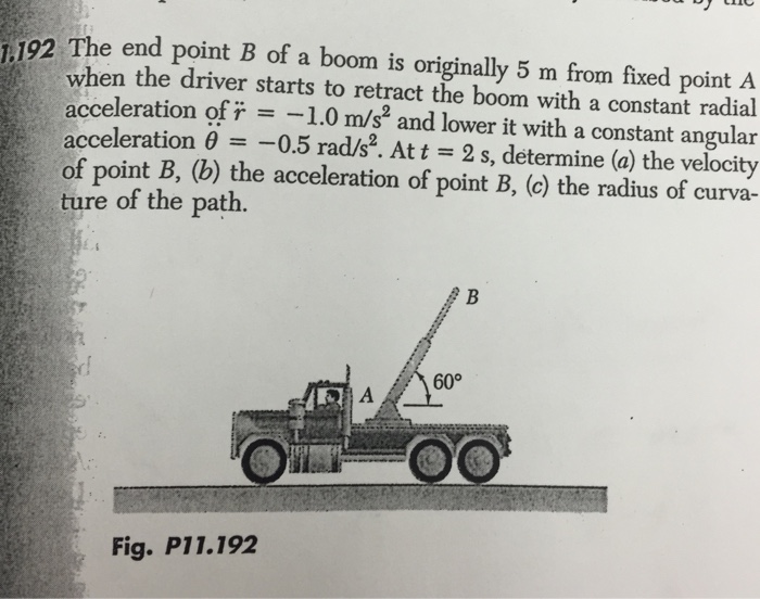 Solved The end point B of a boom is originally 5 m from | Chegg.com