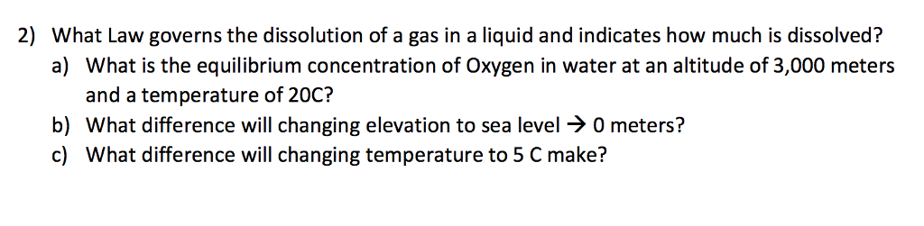 Solved What Law governs the dissolution of a gas in a liquid | Chegg.com
