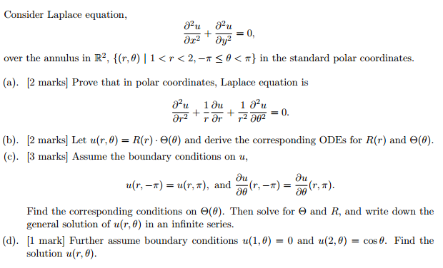 Solved Consider Laplace equation, d2u d2u _ dx2 + dy2 over | Chegg.com
