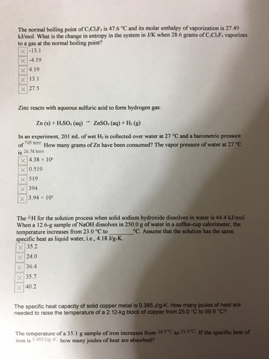 Solved The normal boiling point of C_2Cl_3F_3 is 47.6 degree | Chegg.com