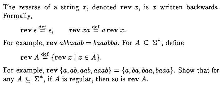 The reverse of a string x, denoted rev x, is x | Chegg.com