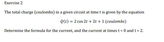 Solved Exercise 2 The total charge (coulombs) in a given | Chegg.com