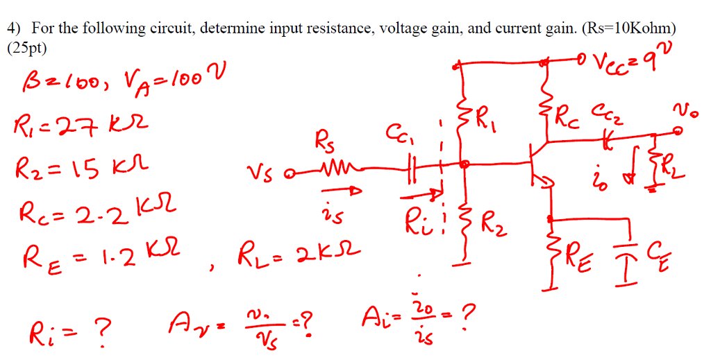 Solved For the following circuit, determine input | Chegg.com
