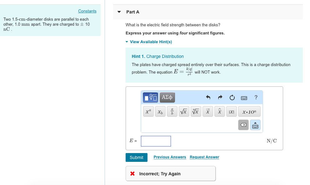 Solved Constants Part A Two 1.5-cm-diameter disks are | Chegg.com