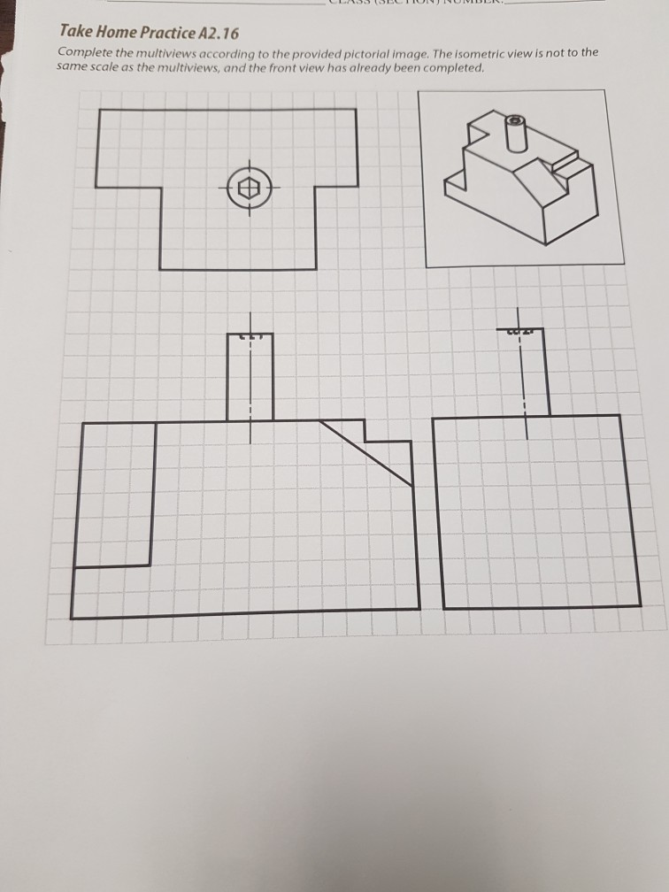 Solved Take Home Practice A2.19 Complete the multiviews | Chegg.com