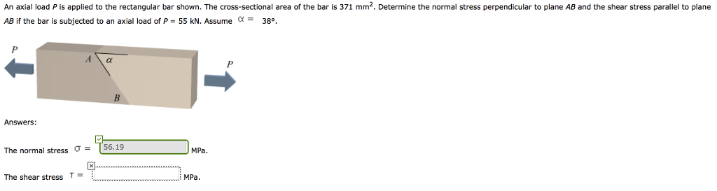 Solved An axial load P is applied to the rectangular bar | Chegg.com