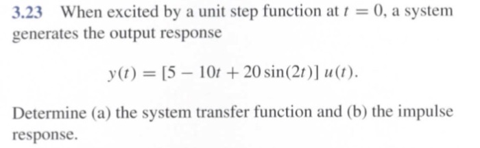 Solved When excited by a unit step function at t = 0, a | Chegg.com