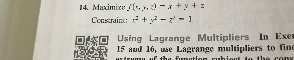 Solved In exercises 11-14, use lagrange multipliers to find | Chegg.com