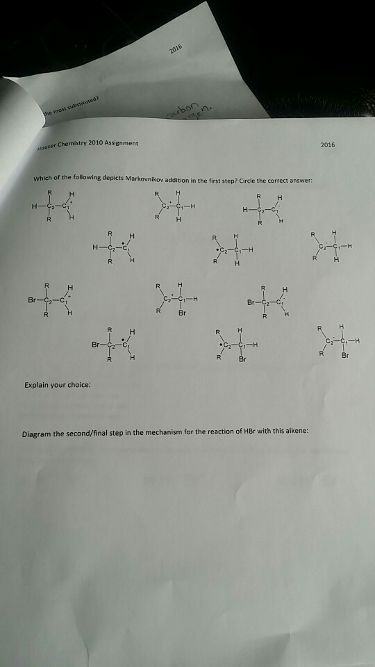 Solved Which of the following depicts Markovnikov addition | Chegg.com
