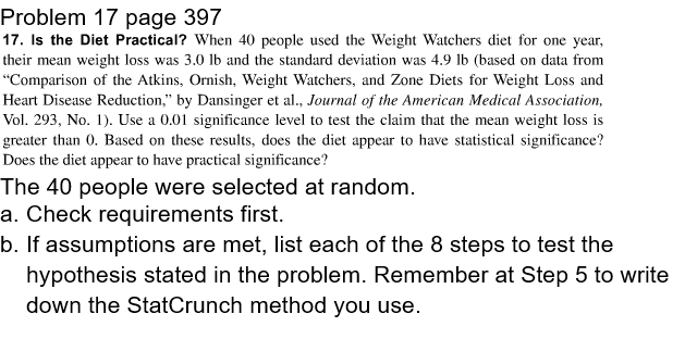 Solved Problem 17 page 397 17. Is the Diet Practical? When | Chegg.com
