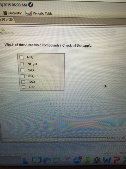 Solved Which of these are ionic compounds? Check all that | Chegg.com