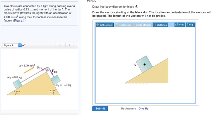 Solved Two blocks are connected by a light string passing | Chegg.com