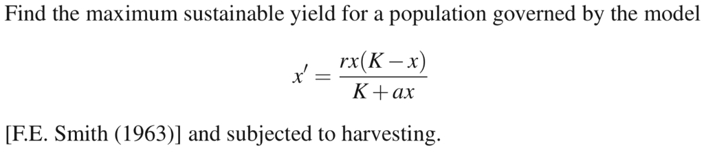 Solved Find the maximum sustainable yield for a population | Chegg.com