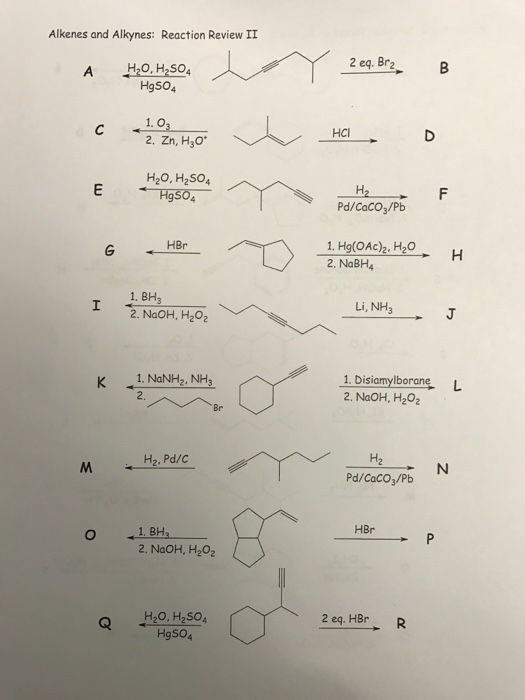Solved Alkenes and Alky Reaction Review II nes: H20, H2SO4 | Chegg.com