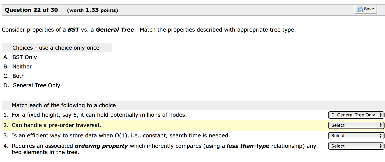 Solved Consider properties of a BST vs. a General Tree. | Chegg.com