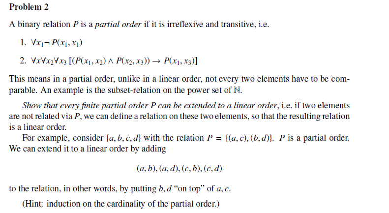 Solved Problem 2 A binary relation P is a partial order if | Chegg.com