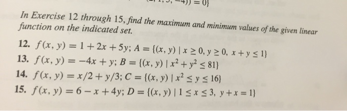 Solved In Exercise 12 through 15,find the maximum and | Chegg.com