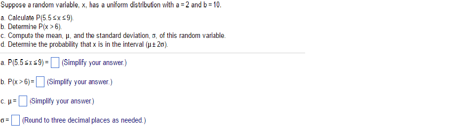 Solved Suppose a random variable, x. has a uniform | Chegg.com