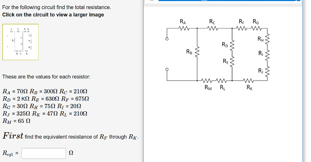 Solved For the following circuit find the total resistance. | Chegg.com