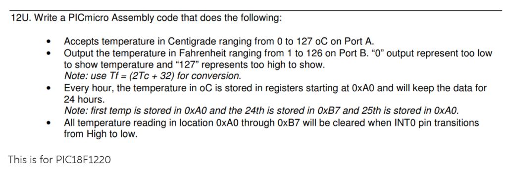 Solved Write a PICmicro Assembly code that does the | Chegg.com