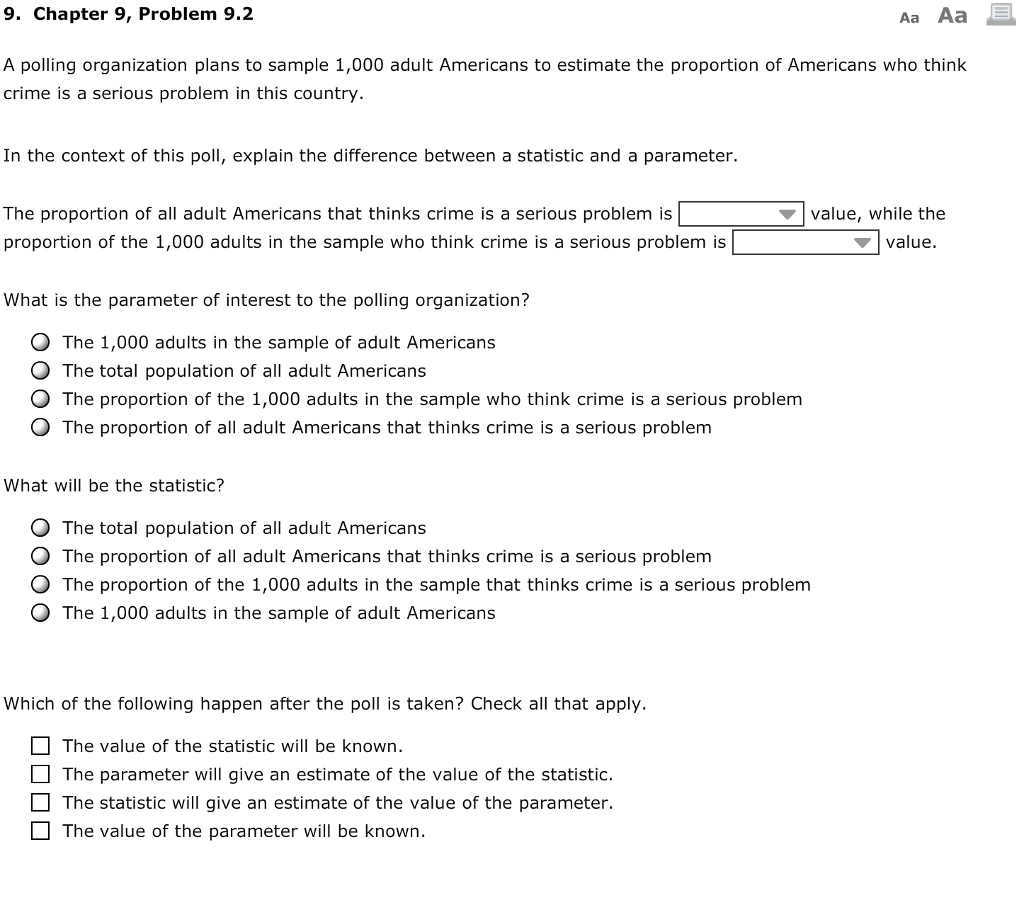 Solved 9. Chapter 9, Problem 9.2 A polling organization | Chegg.com