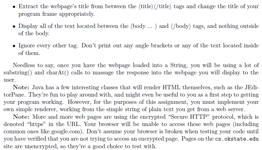 Solved 2 Web Browser (35 points) Your program should have a | Chegg.com