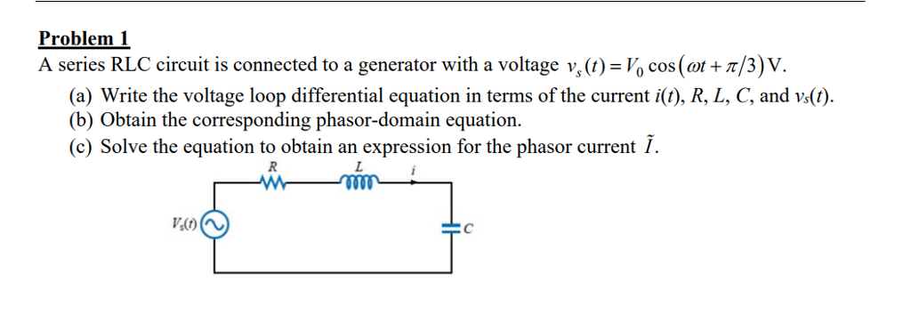 Solved Problem 1 A series RLC circuit is connected to a | Chegg.com